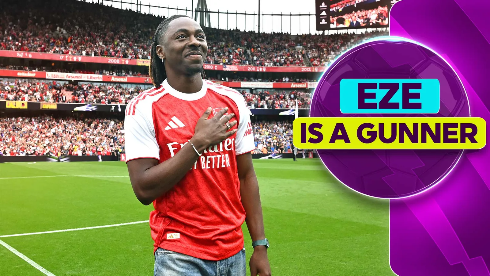 Arsenal Unveil Eze to Emirates Crowd